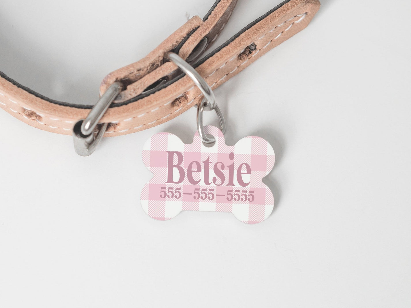 Plaid Gingham Dog Tags Custom with Name and Phone Number Dog ID Tag Pe ...