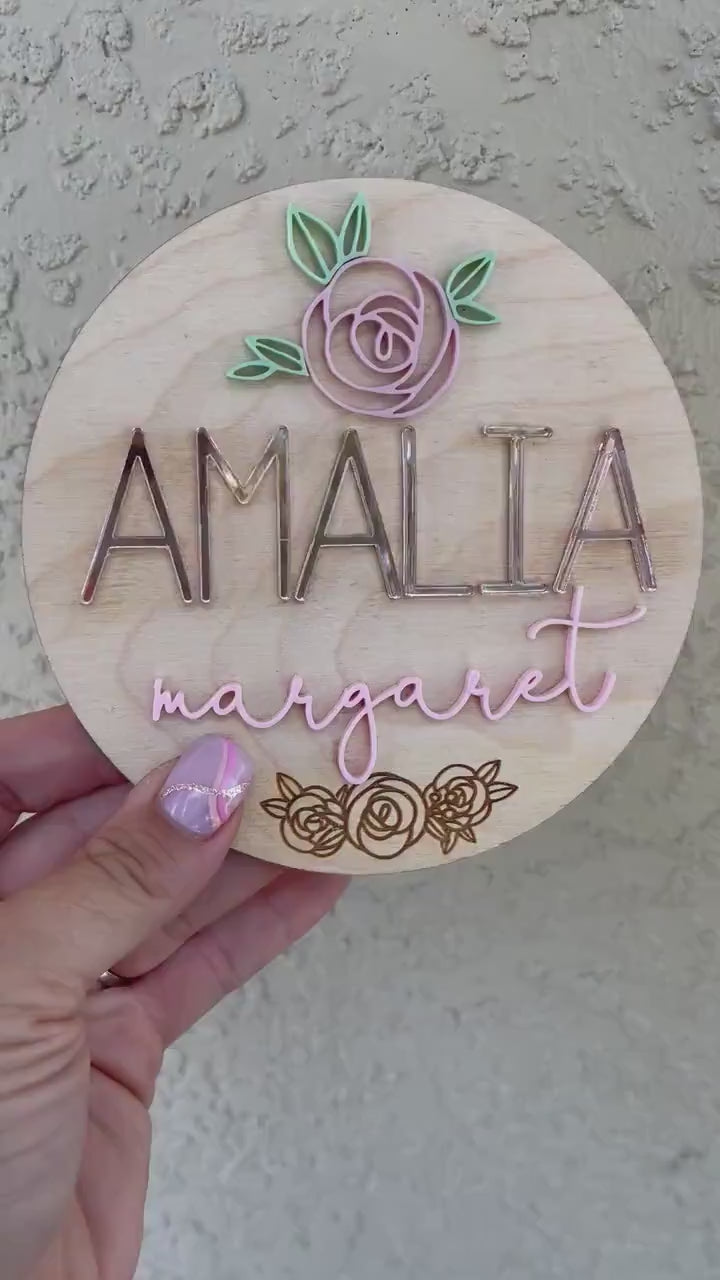 Rose Floral Baby Girl Nursery Name Sign – Squishy Cheeks