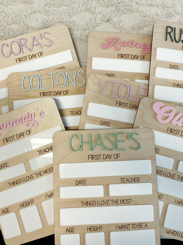 First Day of School Dry Erase Custom Sign – Squishy Cheeks