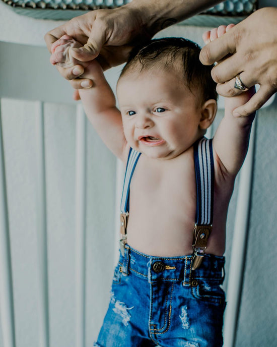 Distressed Denim Suspender Jeans or Shorts – Squishy Cheeks