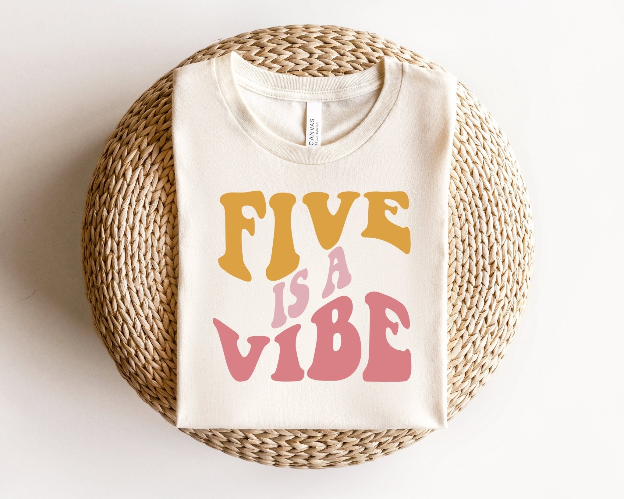 Girl's Nine Is A Vibe Five is a Vibe Birthday Shirt Retro Groovy Party ...