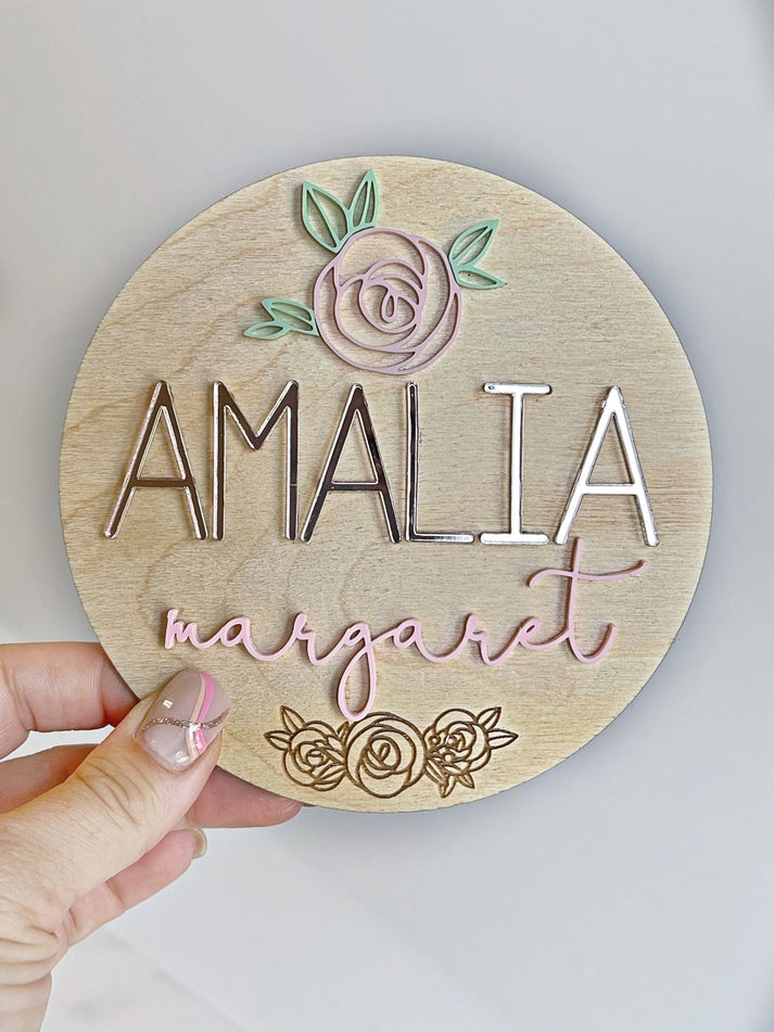Rose Floral Baby Girl Nursery Name Sign – Squishy Cheeks